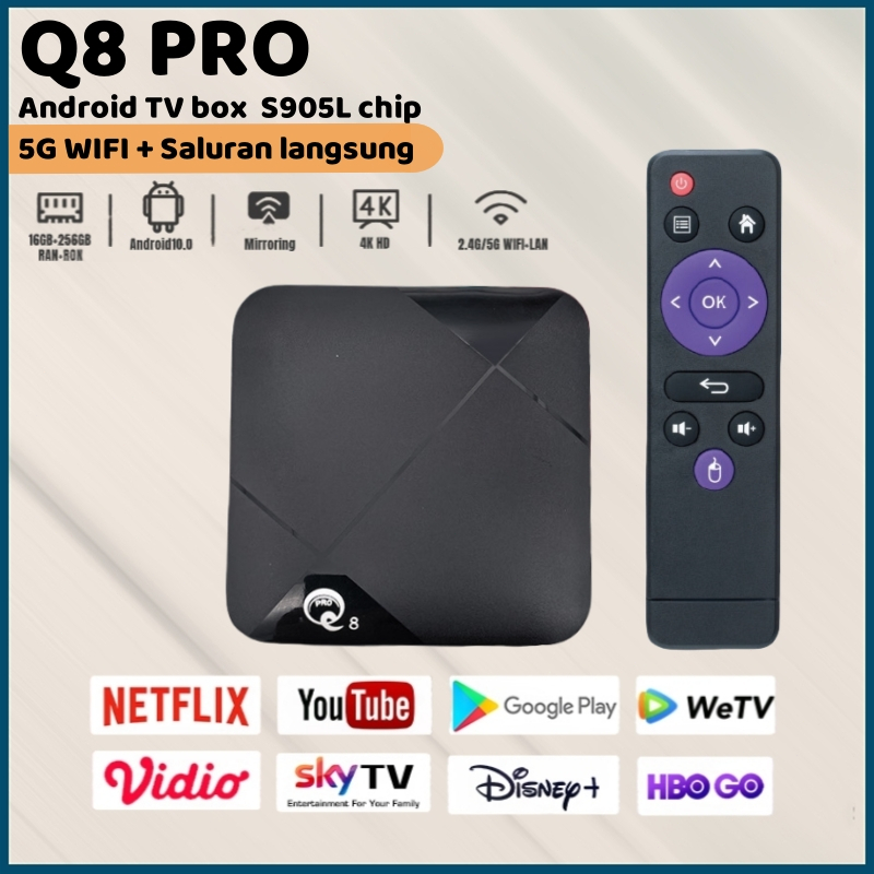 Jual Smart TV Box Q8 PRO Android 12.0 + saluran langsung 4K Ultra HD ...