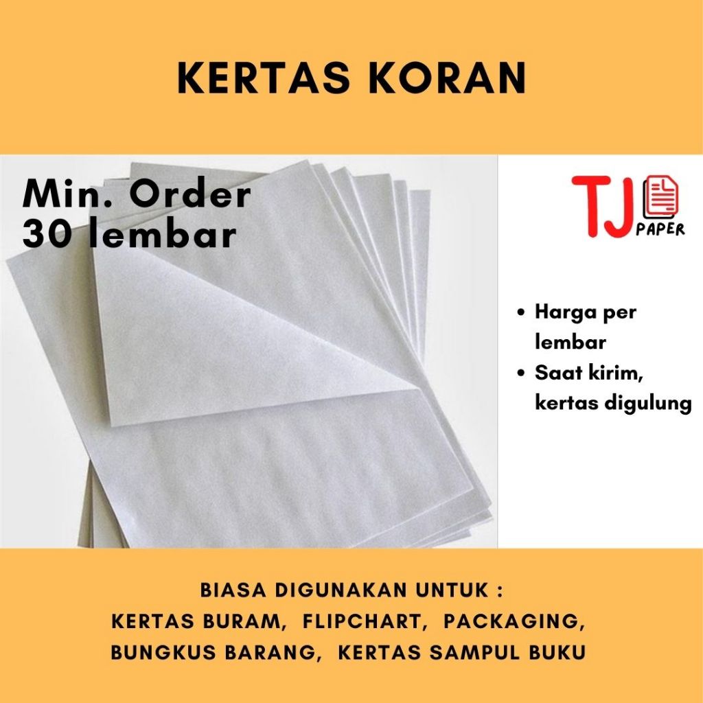 Jual Kertas Koran Polos 50 gsm - 65x100 cm - Kertas Buram / Packing ...