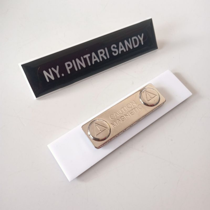 Jual [Grafir + Resin] Papan Nama PDH Akrilik Hitam Lis Putih Glossy ...