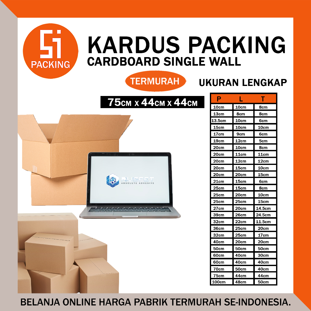 Jual Kardus Packing Karton Box 75x44x44 cm Dus Single Layer Coklat ...