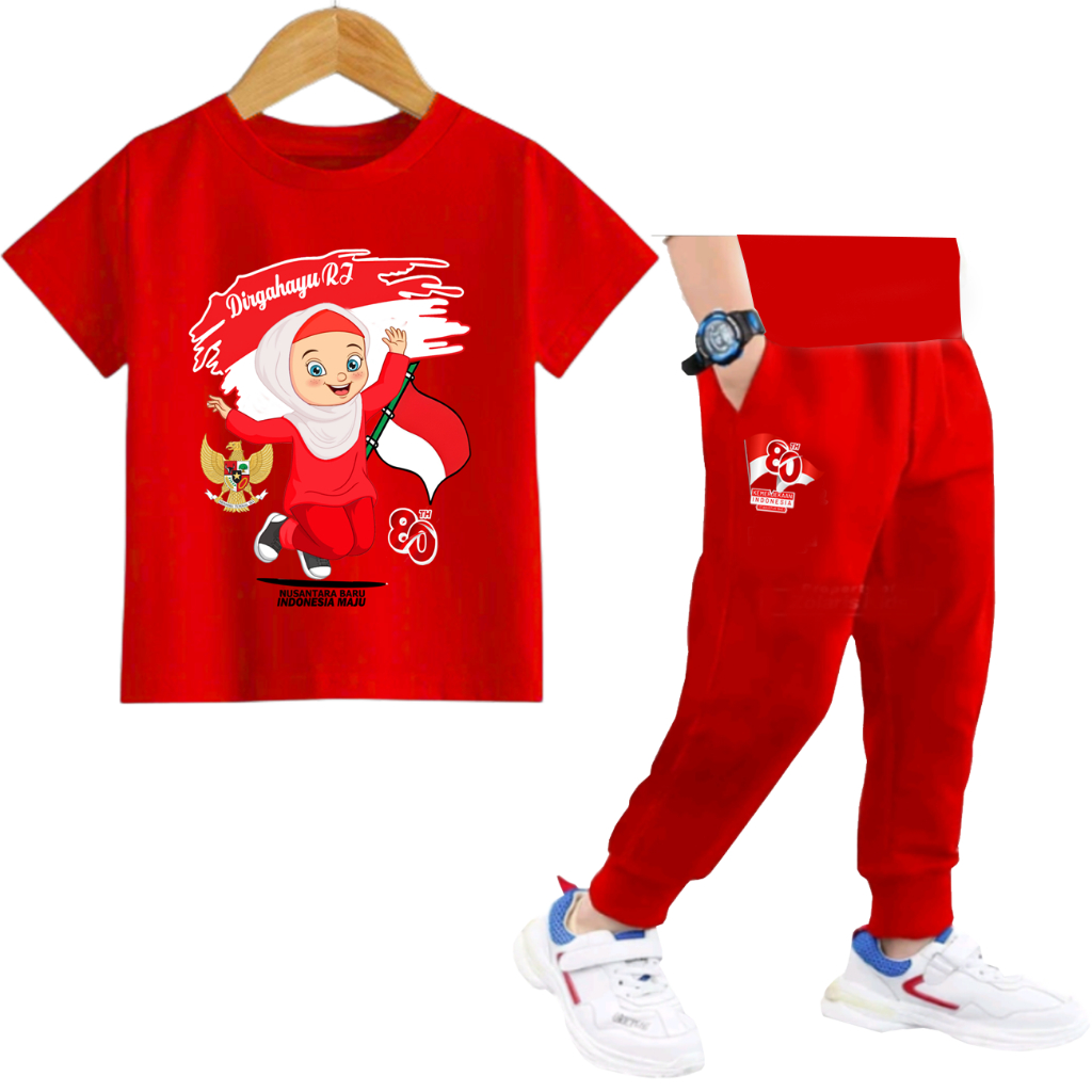 Jual AGUSTUSAN SETELAN ANAK AGUSTUS LAKI LAKI PEREMPUAN BAJU KAOS SET CELANA JOGGER HUT RI 2025 ...