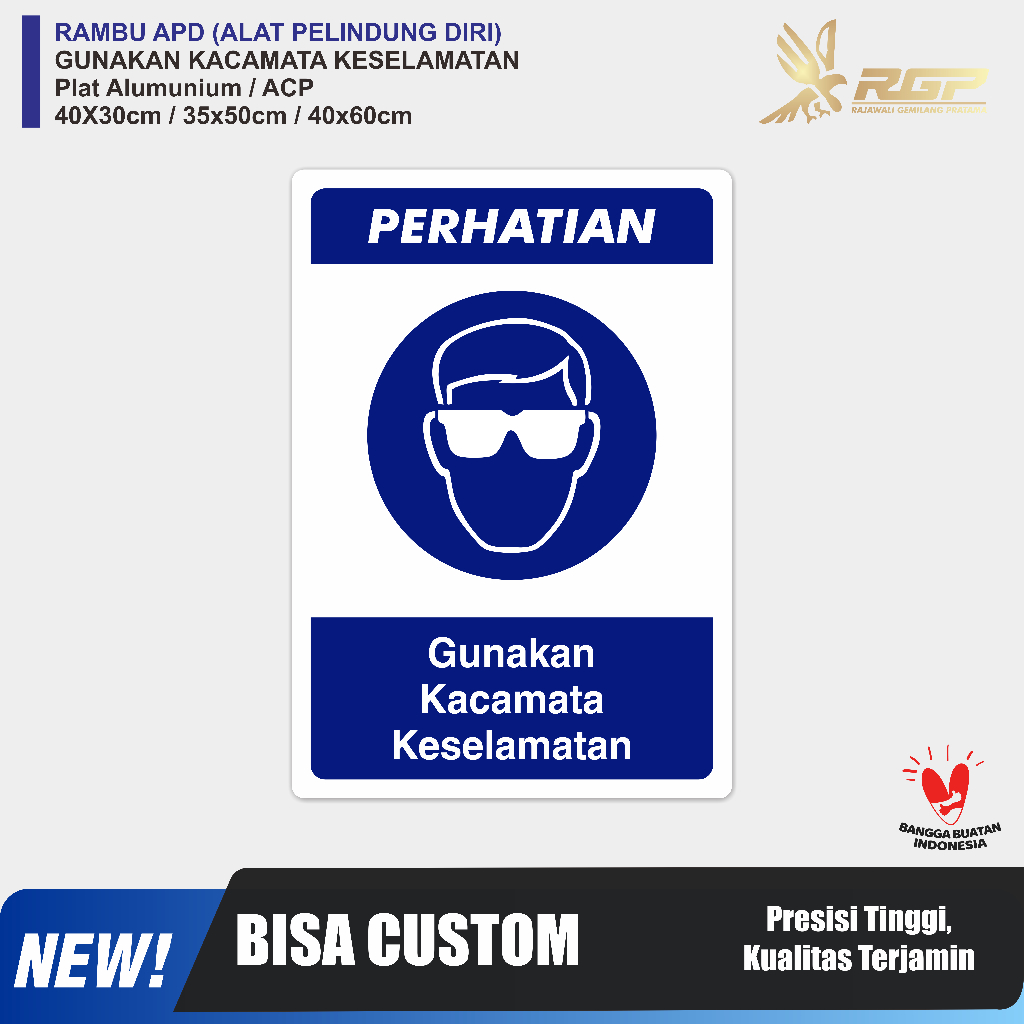 Jual Rambu APD Gunakan Kacamata Keselematan - Plat Alumunium | Shopee ...