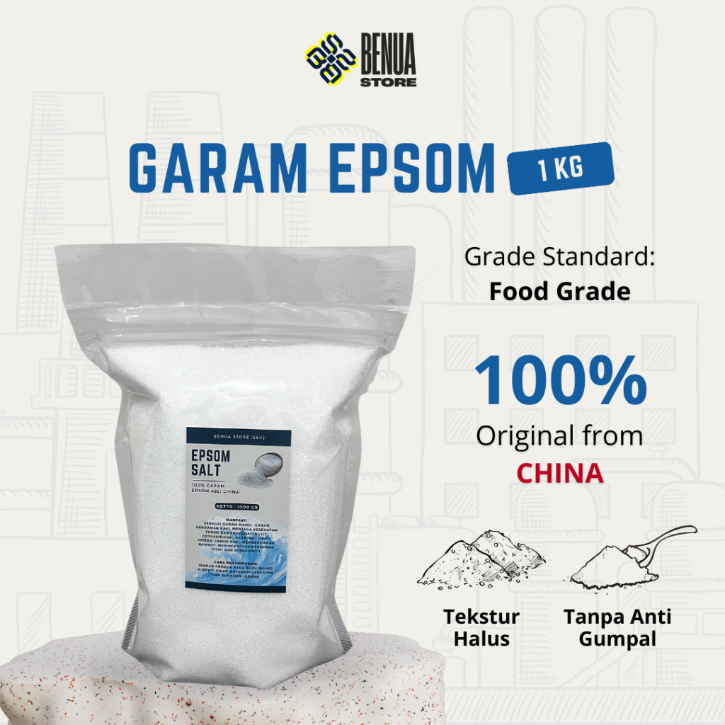 Jual Garam Epsom 1KG / Epsom Salt Magnesium Sulfat / Bath Salt Garam ...