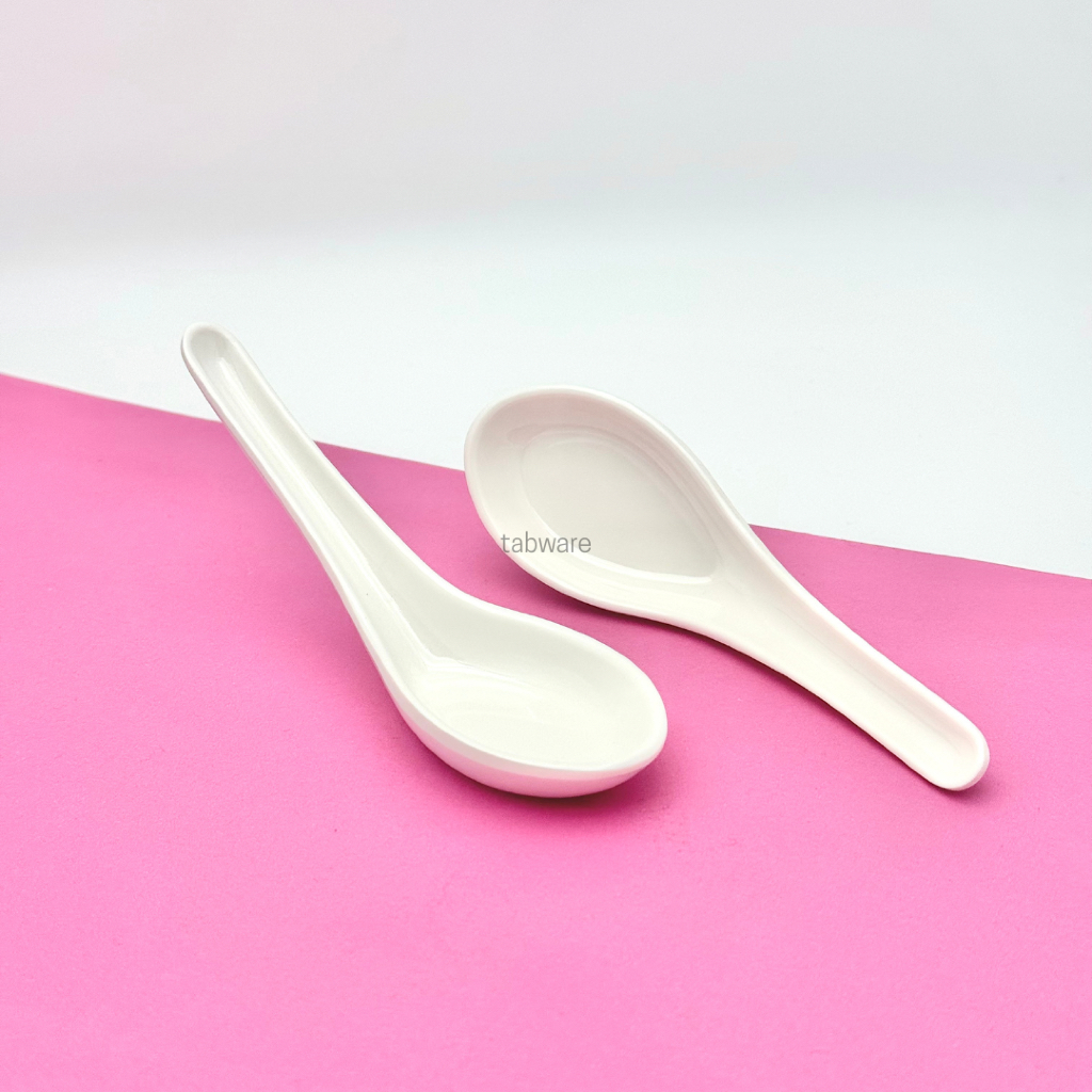 Jual (1pc) Sendok Sup Melamin Putih / Sendok Kuah Mangkuk Saji / Tahan ...