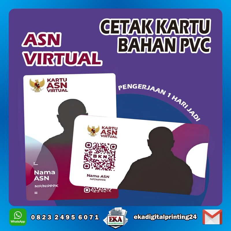 Jual Cetak ID Card Kartu Digital Fisik Kartu ASN Bahan PVC Tebal 2 SISI ...
