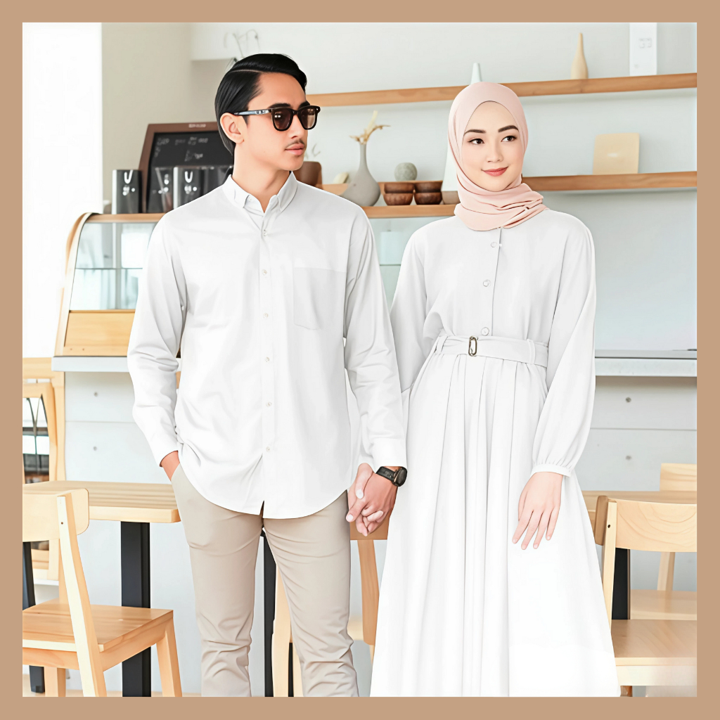 Jual GAMIS COUPLE PASANGAN SUAMI ISTRI HARMONIS WARNA PUTIH TERBARU BY SAUDAGAR BAJU MUSLIM ...
