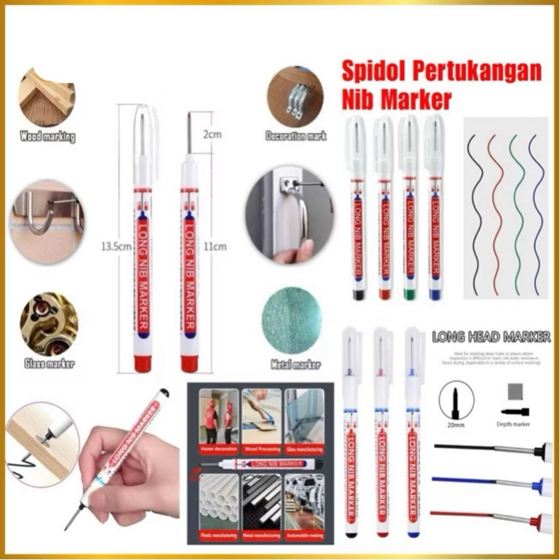 Jual Spidol Pertukangan Nib Marker Alat Tulis Penanda Spidol Long Nib ...