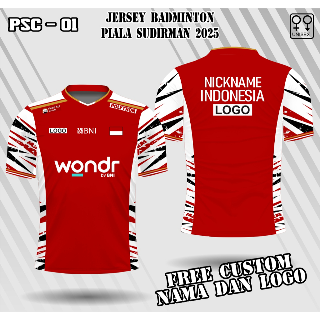Jual Jersey badminton sudirman cup 2025 timnas indonesia kaos badminton baju olahraga bulu ...