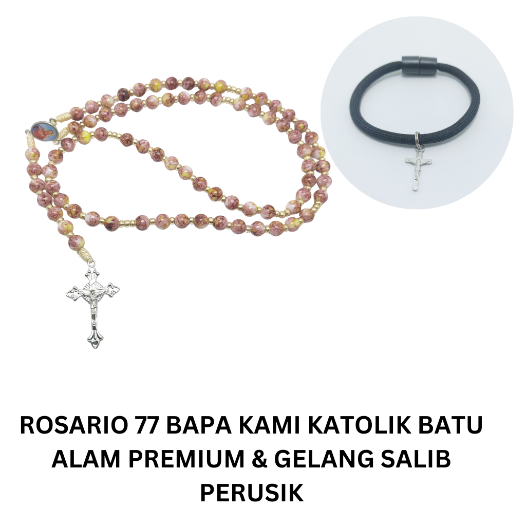 Jual Rosario 77 Bapa Kami Katolik Batu Alam & Gelang Bahan Perusik 6 mm | Shopee Indonesia
