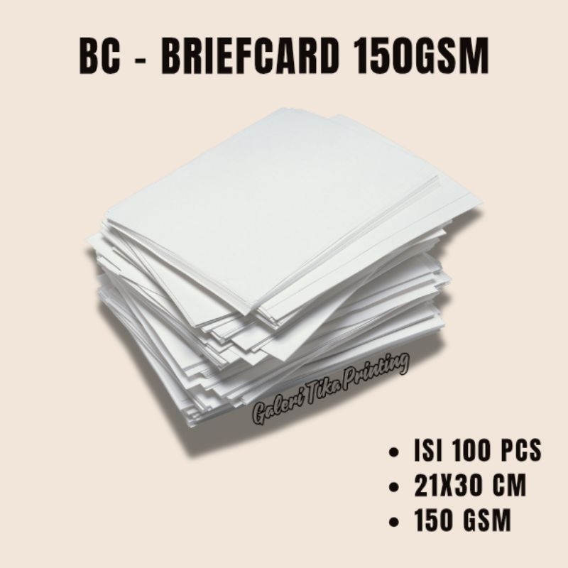 Jual KERTAS KARTON BRIEFCARD BC PUTIH POLOS 150GSM SIZE 21X30CM ISI 100 ...