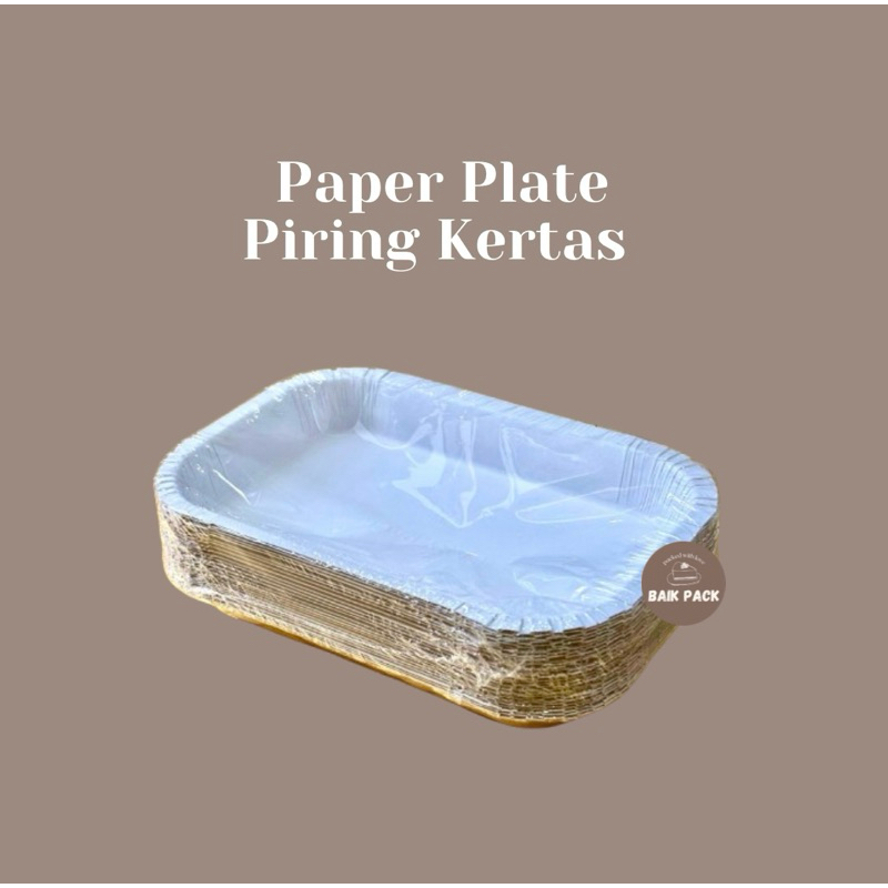 Jual (25 pcs) Paper Plate Cake Kotak 1 Set Isi 25 Pcs / Piring Kertas ...