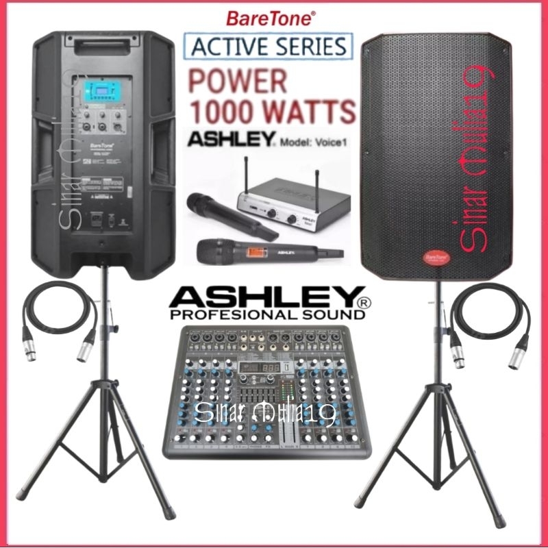 Jual Paket Sound System Speaker Aktif BareTone MAX15DX Mixer Ashley SMR ...