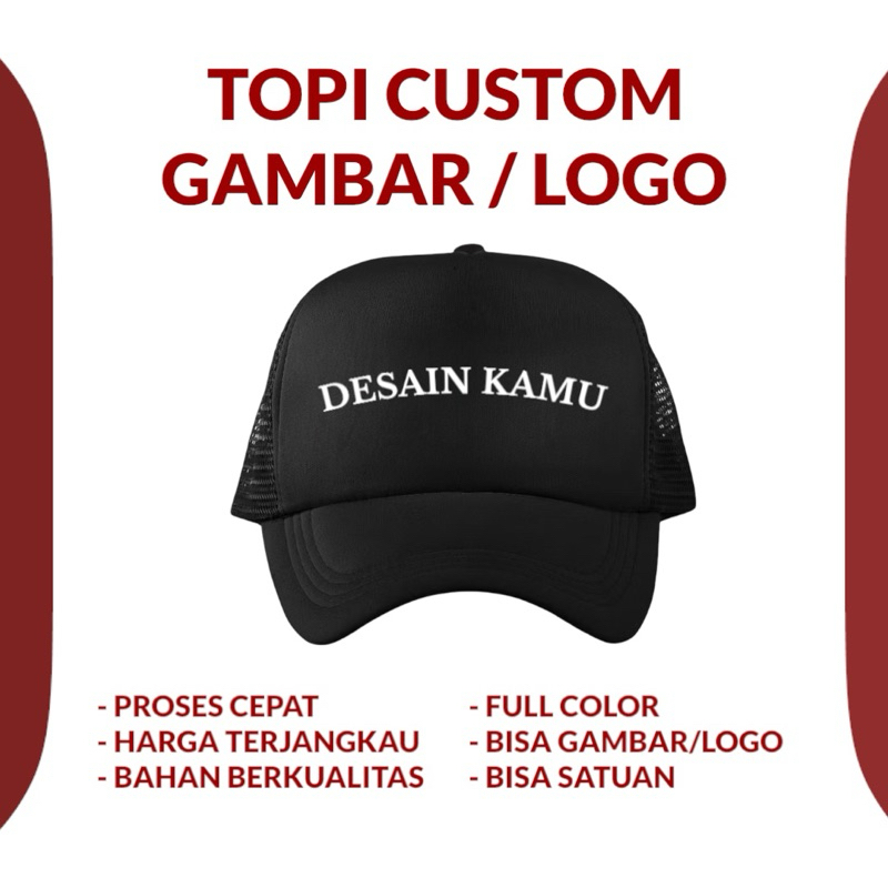 Jual Topi Trucker Custom Gambar,Logo atau Teks Nama Prusahaan ...