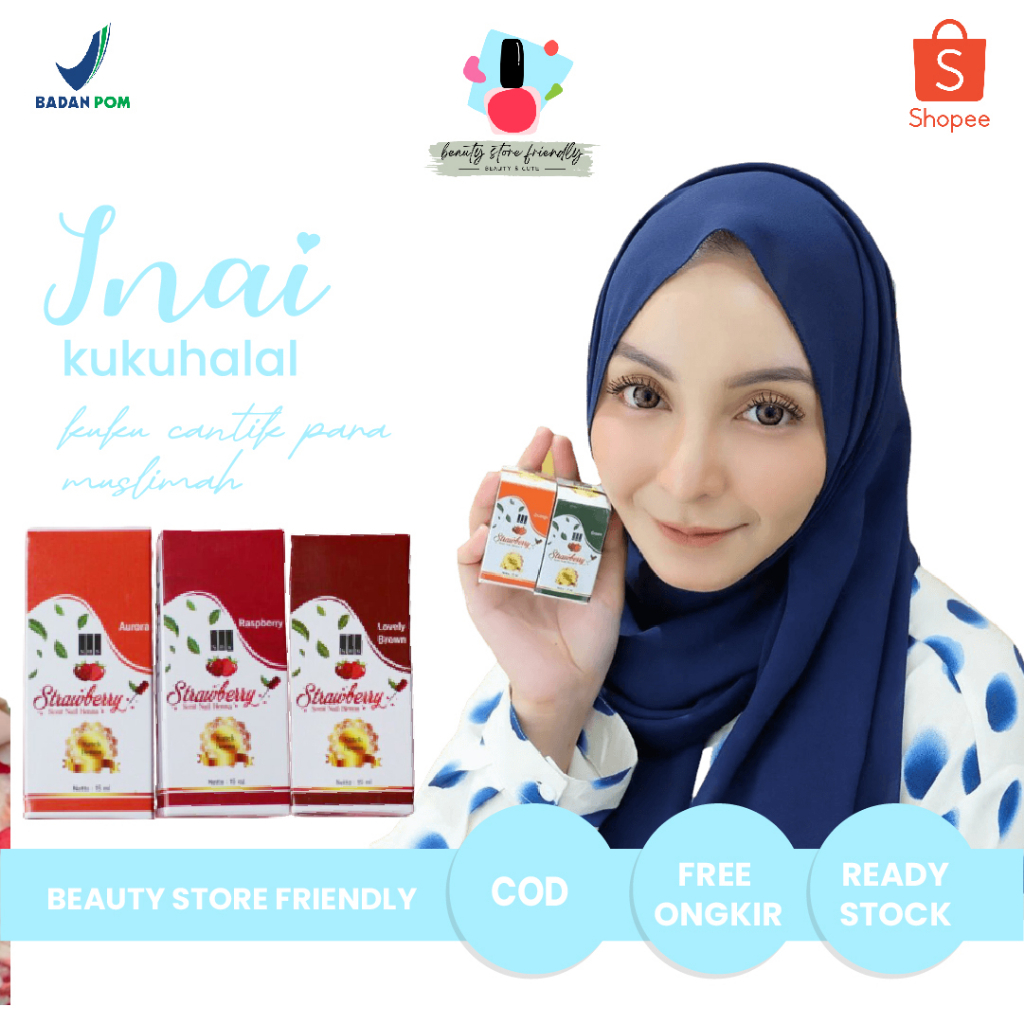 Jual Kutek Halal Untuk Sholat - Strawberry Nail Henna 14ML | Shopee Indonesia