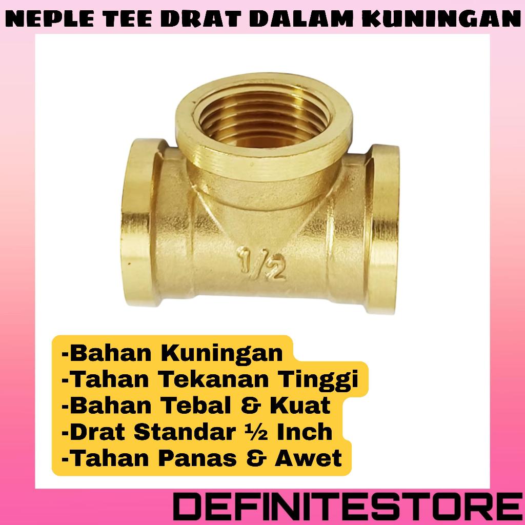 Jual Neple Tee Female Tee Joint Kuningan Fitting Pipa Sambungan 1/2 ...