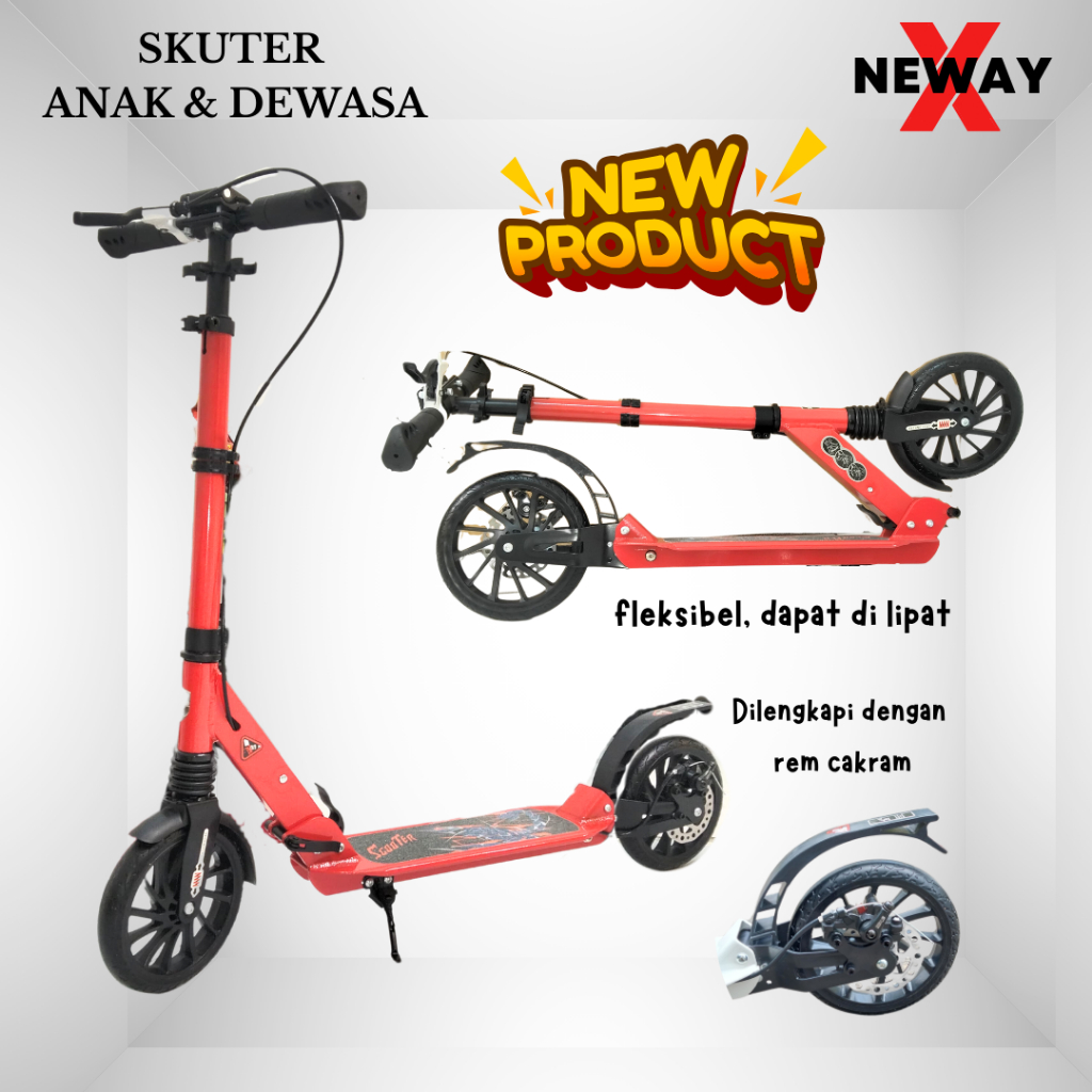 Jual Skuter Lipat Roda 2 Dewasa Scooter Rem Tangan dan Cakram Sekuter ...