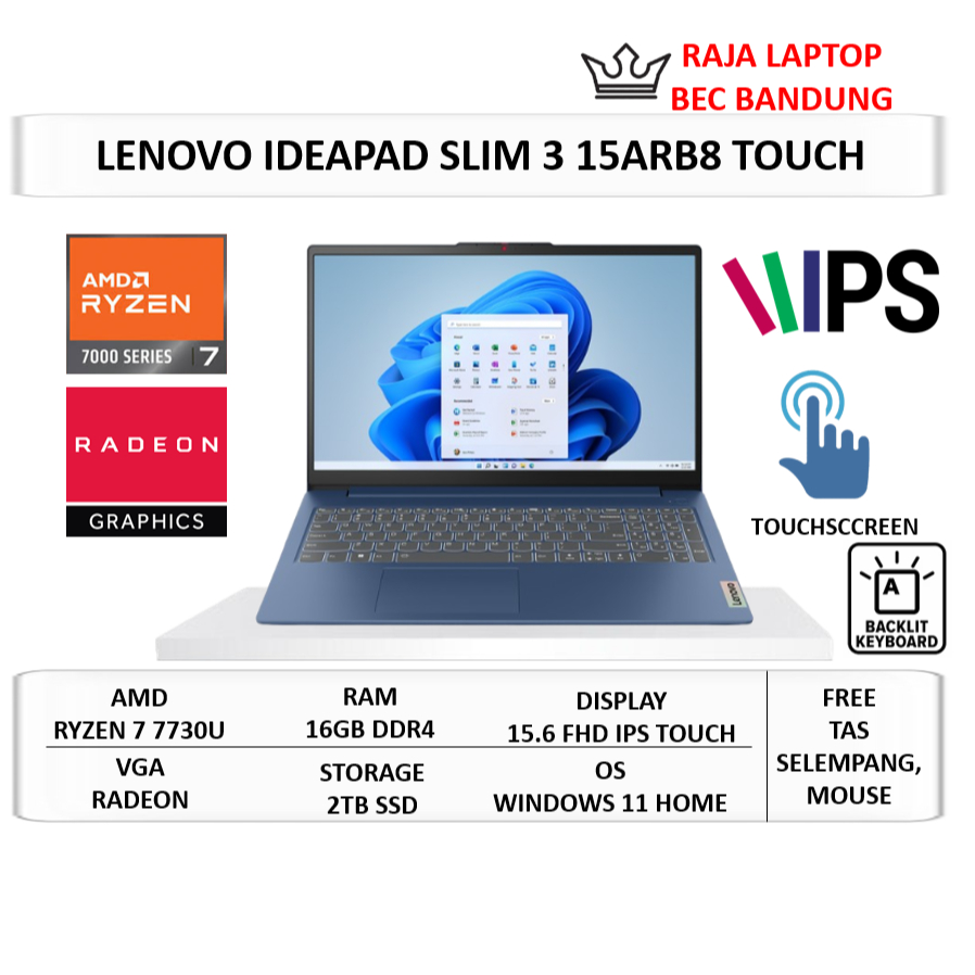 Jual Laptop Gaing Lenovo Ideapad Slim 3 15 Ryzen 7 7730U 16GB 2TB SSD ...