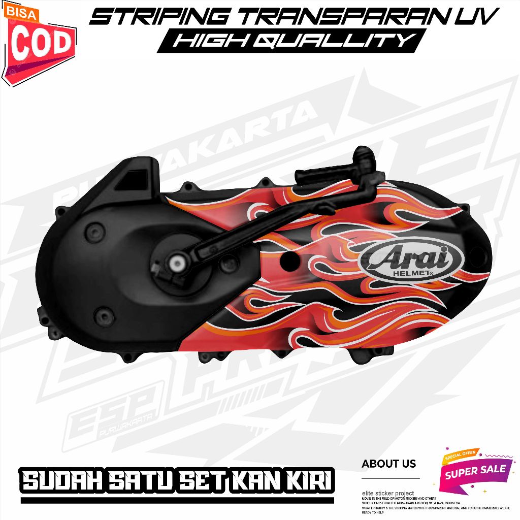 Jual STRIPING VARIASI TRANSPARAN CVT HONDA BEAT VARIO STICKER MOTIF API ...