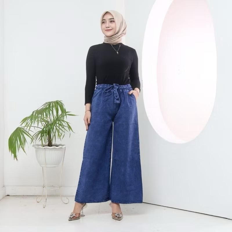 Jual KULOT JEANS JUMBO SNOW TALI SERUT // KULOT JEANS LIPAT RAWIS ...