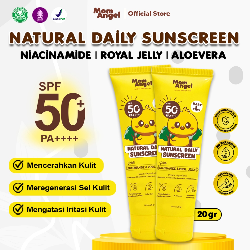 Jual MOM ANGEL Natural Daily Sunscreen Anak & Bayi SPF 50+ PA++++ Kids ...