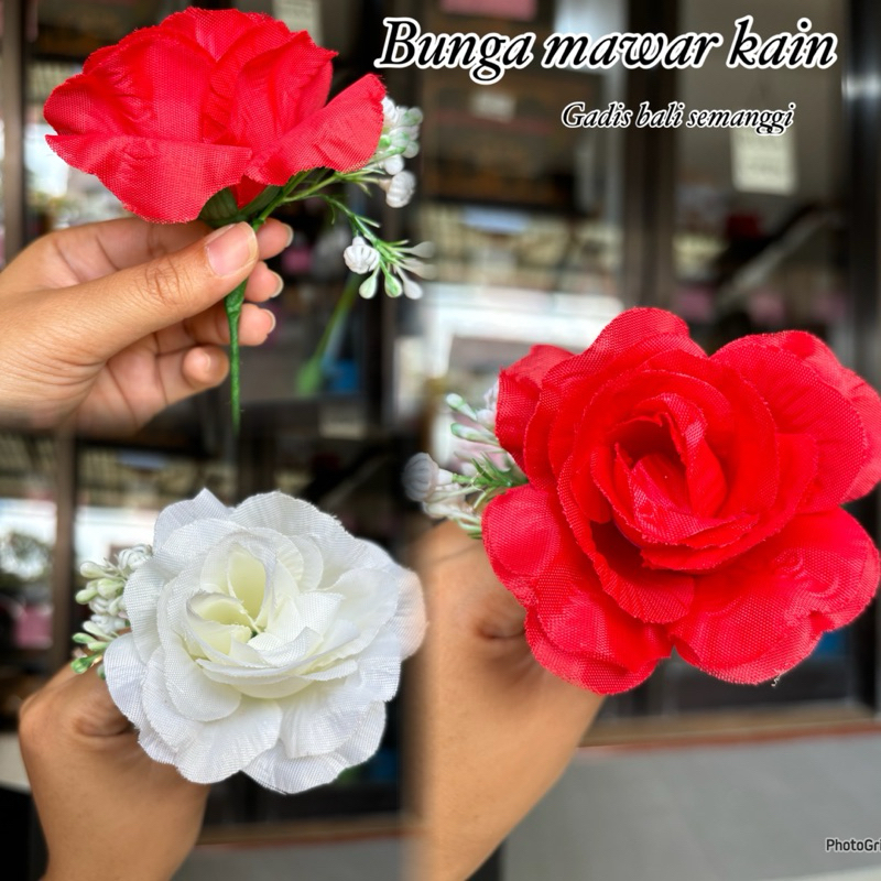 Jual Bunga Tusuk Mawar Kain + Babybreath / Bunga Tusuk / Bunga Mawar ...