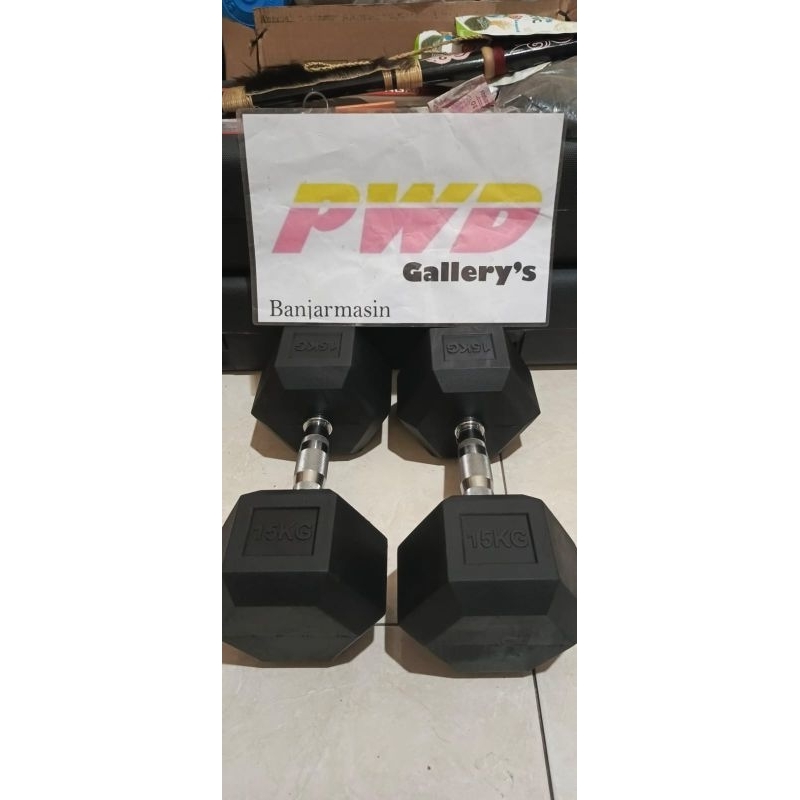 Jual Barbell atau Dumble hexagonal 15 kg Banjarmasin murah | Shopee ...