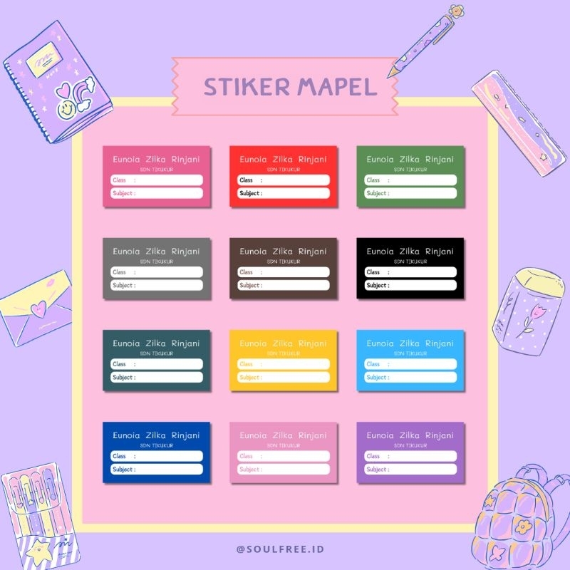 Jual stiker label mapel / stiker mapel custom / stiker buku lucu ...