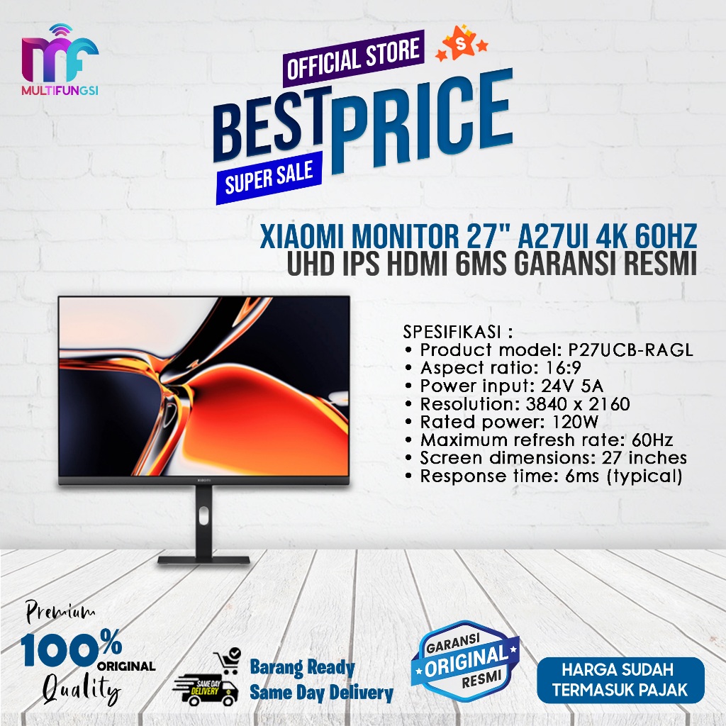 Jual Xiaomi Monitor 27" A27UI 4K 60Hz UHD IPS HDMI 6Ms Garansi Resmi | Shopee Indonesia