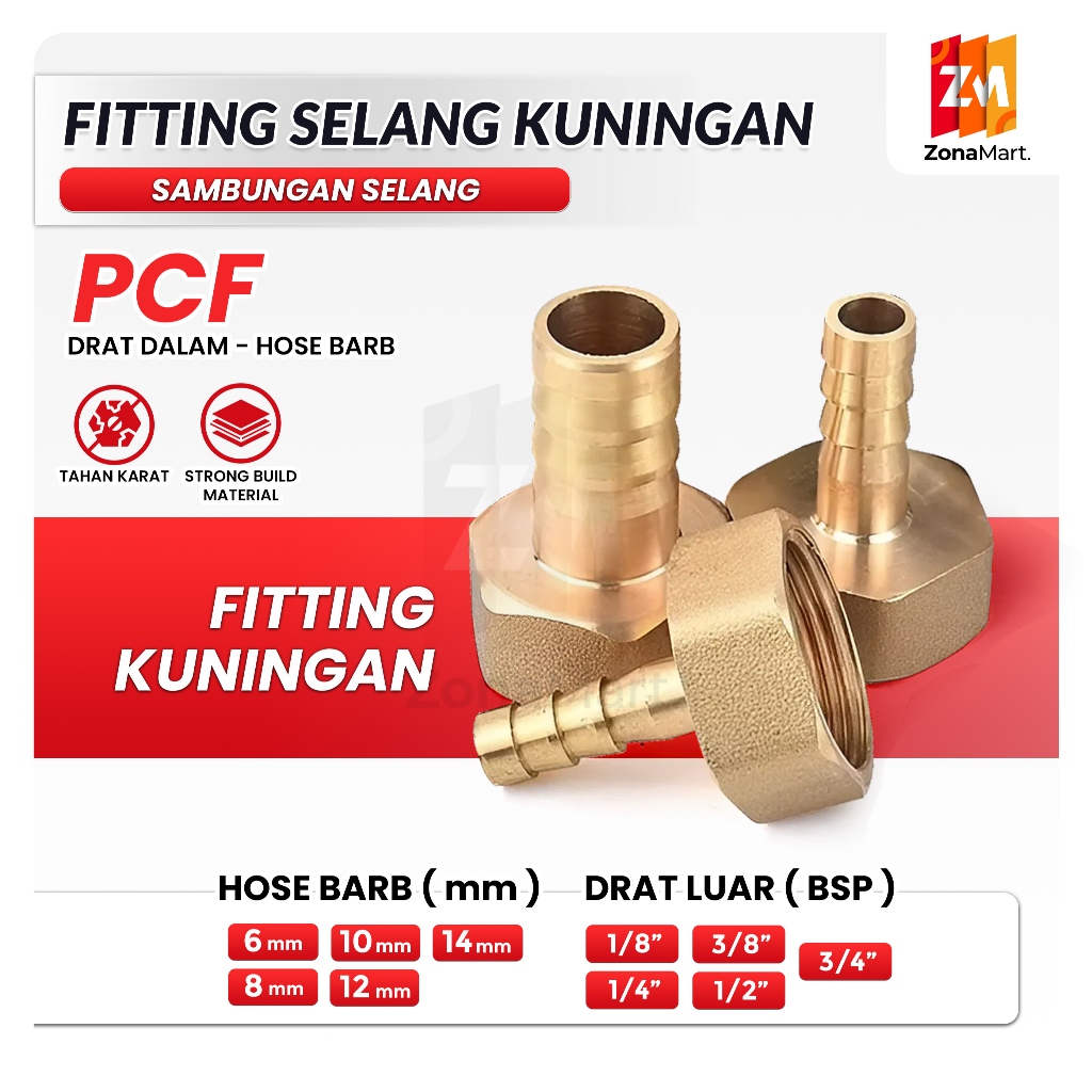 Jual Hose nepel / nepel selang Kuningan Drat DALAM (FEMALE) PCF - Zona ...