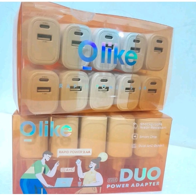 Jual Olike C203 (1 Box Isi 10Pcs) Power Adapter A+C Rapid Power 2.4A ...