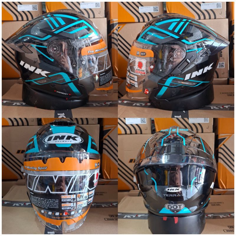 Jual HELM INK TERRA 2 #1 MATT EMERAL GREEN FUXIA DOUBLE VISOR | Shopee ...