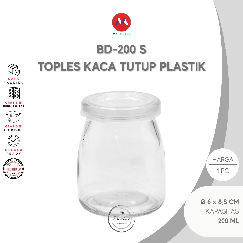 Jual MKS Glass Toples Kaca Mini Bulat Size L Diameter 6 x 8,8 cm Tutup ...