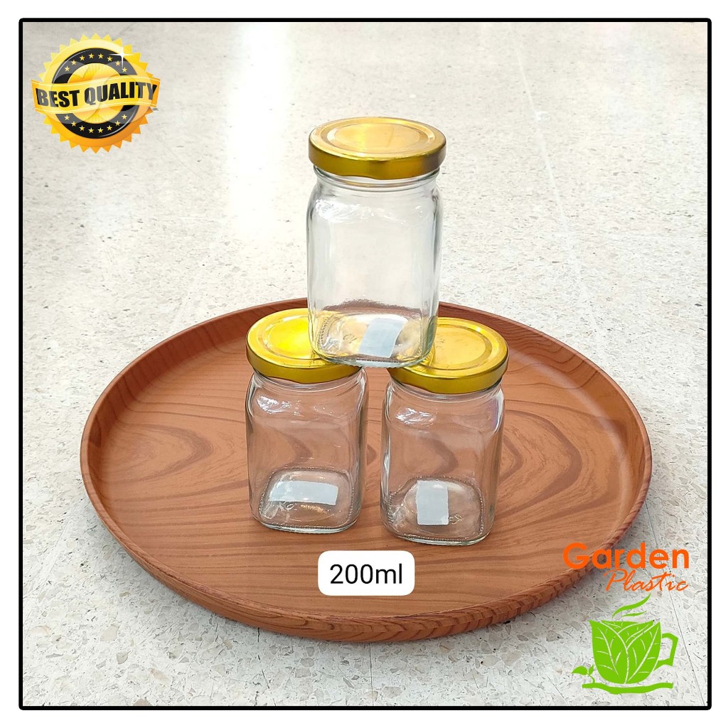 Jual BOTOL JAR KACA + TUTUP GOLD 200ML CIKI C172 CAP58 / BOTOL BUMBU ...