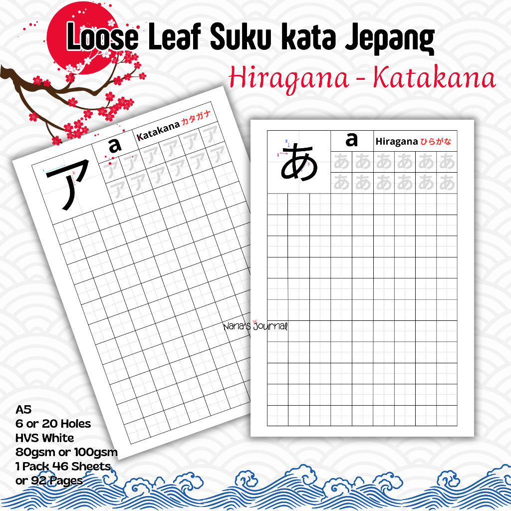 Jual Loose Leaf A5 Isi Binder Latihan Menulis Huruf Hiragana Katakana ...