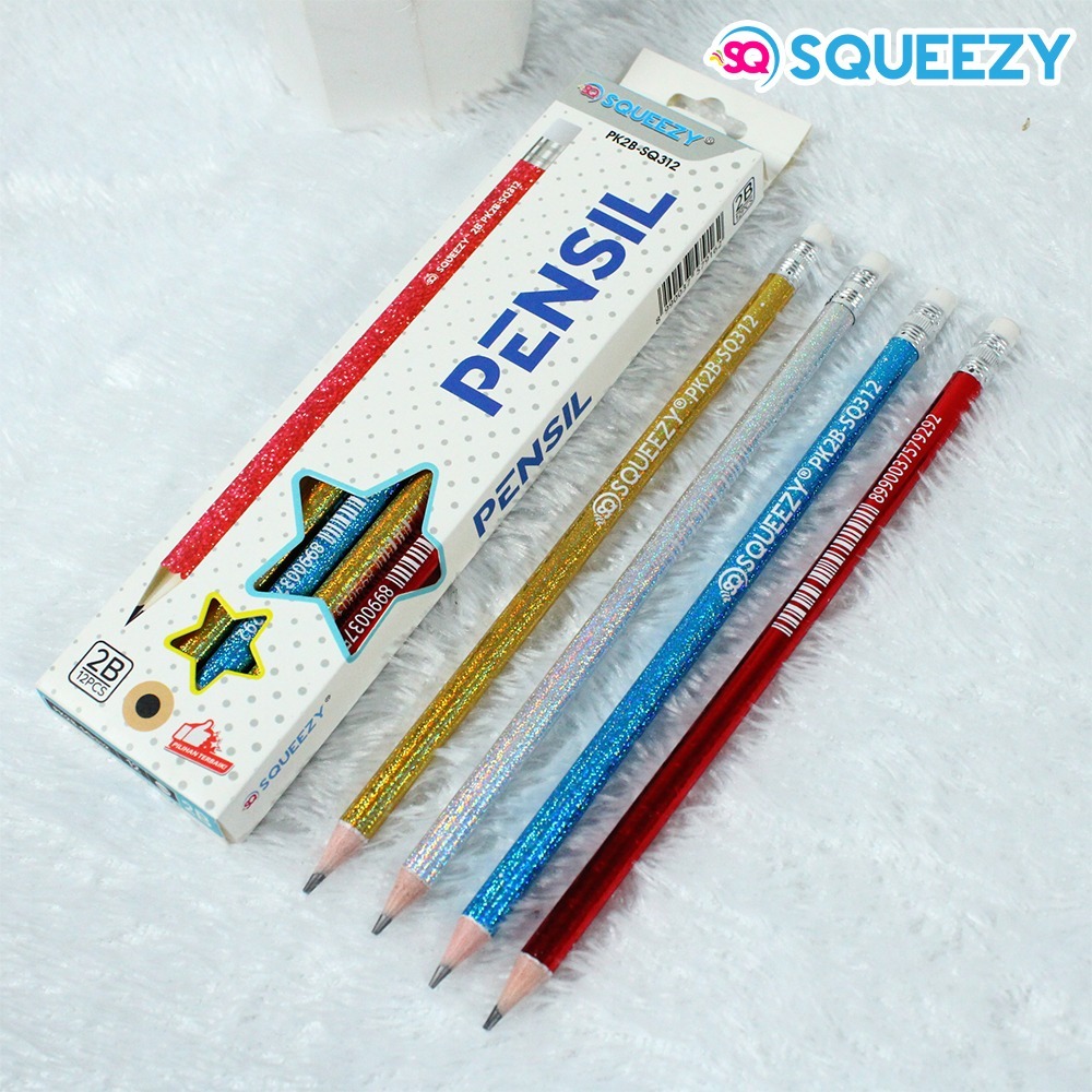 Jual (12pc) PENSIL 2B ADA HAPUSAN PENCIL SQUEEZY | Shopee Indonesia