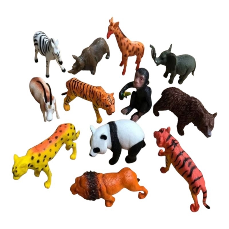 Jual MAINAN HEWAN KARET WILD ANIMAL ISI 12PCS | Shopee Indonesia
