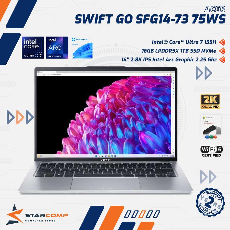 Jual Acer Swift Go 14 AI SFG14-73-75WS Intel Core Ultra 7 155H 16GB 1TB 14″ 2.8K IPS WIN11 OHS21 ...
