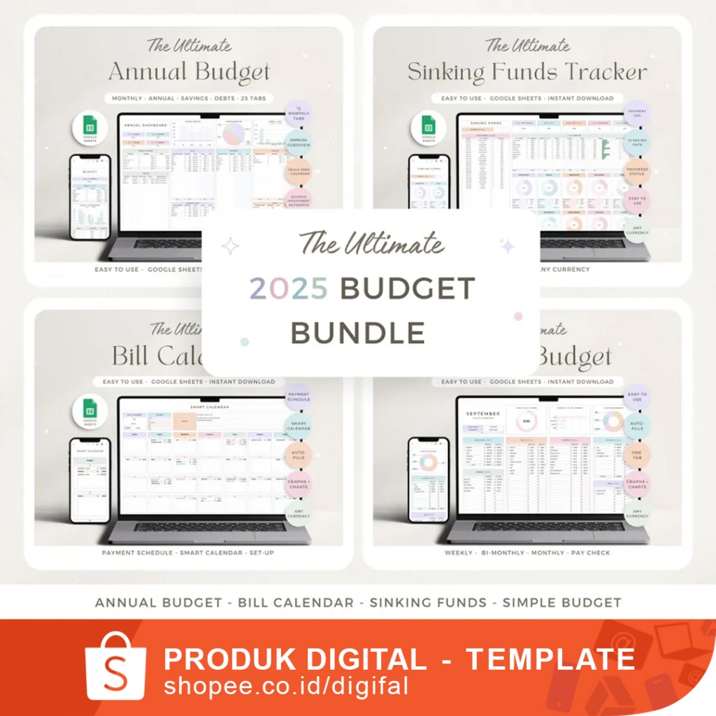 Jual 2025 Budget Bundle Spreadsheet 2025 Planner GoogIe Sheets Annual ...