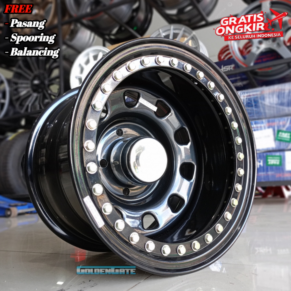 Jual Velg mobil ring 15 5x139,7 lebar 8 hsr beadlock mokupo untuk Jimny ...