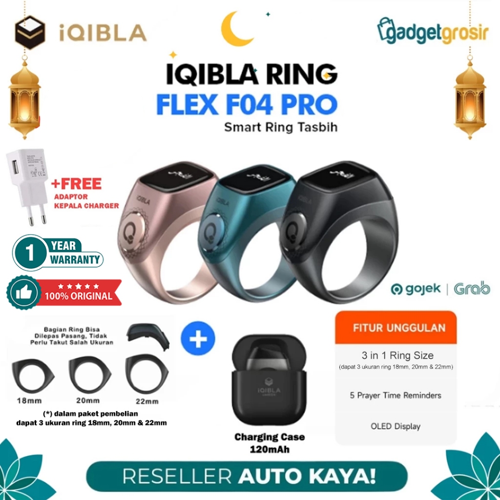 Jual iQibla Smart Zikr Ring Flex F04 Pro Cincin Tasbih Digital With ...