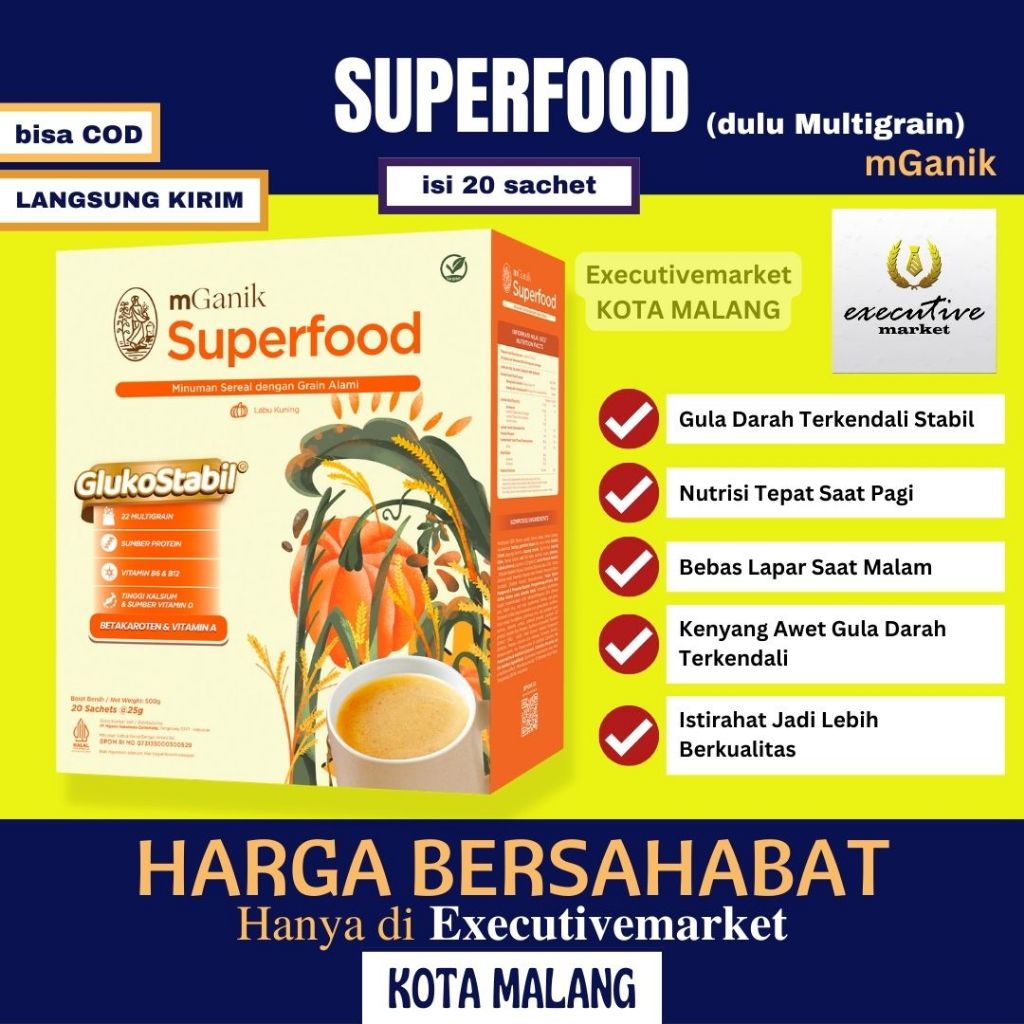 Jual [DISTRIBUTOR RESMI] MGANIK SUPERFOOD MULTIGRAIN / M GANIK / Isi 20 ...