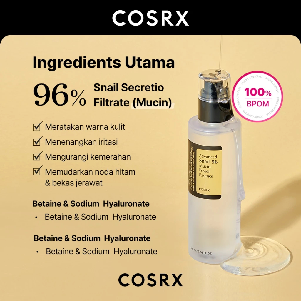 Jual COSRX Advanced Snail Mucin 96 Power Essence Skin Care - 100 ML | Shopee Indonesia