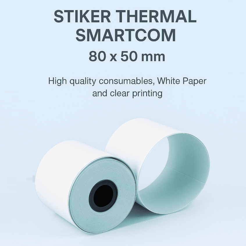Jual SMARTCOM Kertas Stiker Label Printer Thermal 80x50mm Continuous 80 ...