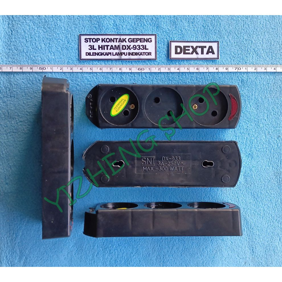 Jual Stop Kontak GEPENG 3L HITAM + LAMPU INDIKATOR DEXTA DX-933 ...