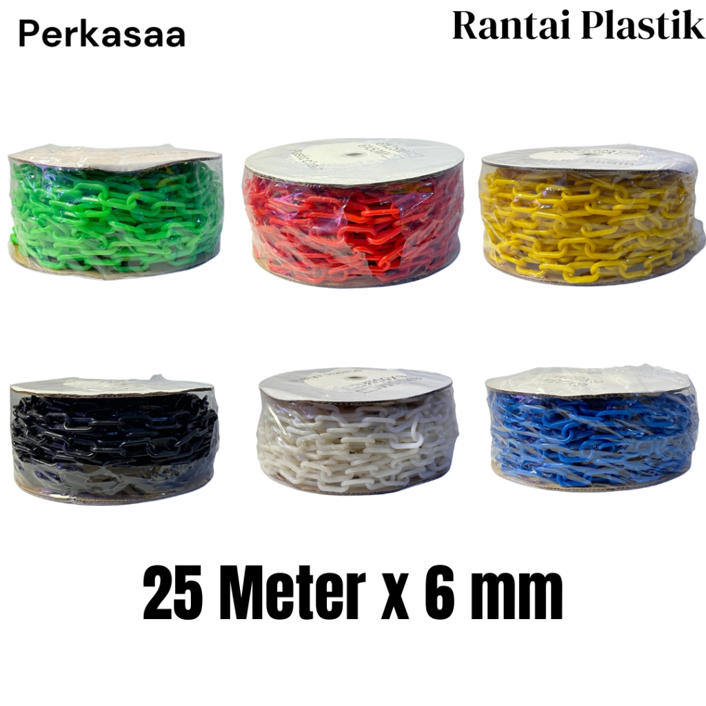 Jual Traffic Plastic Chain 25 Meter / Rantai Plastik 6mm 25M | Shopee ...