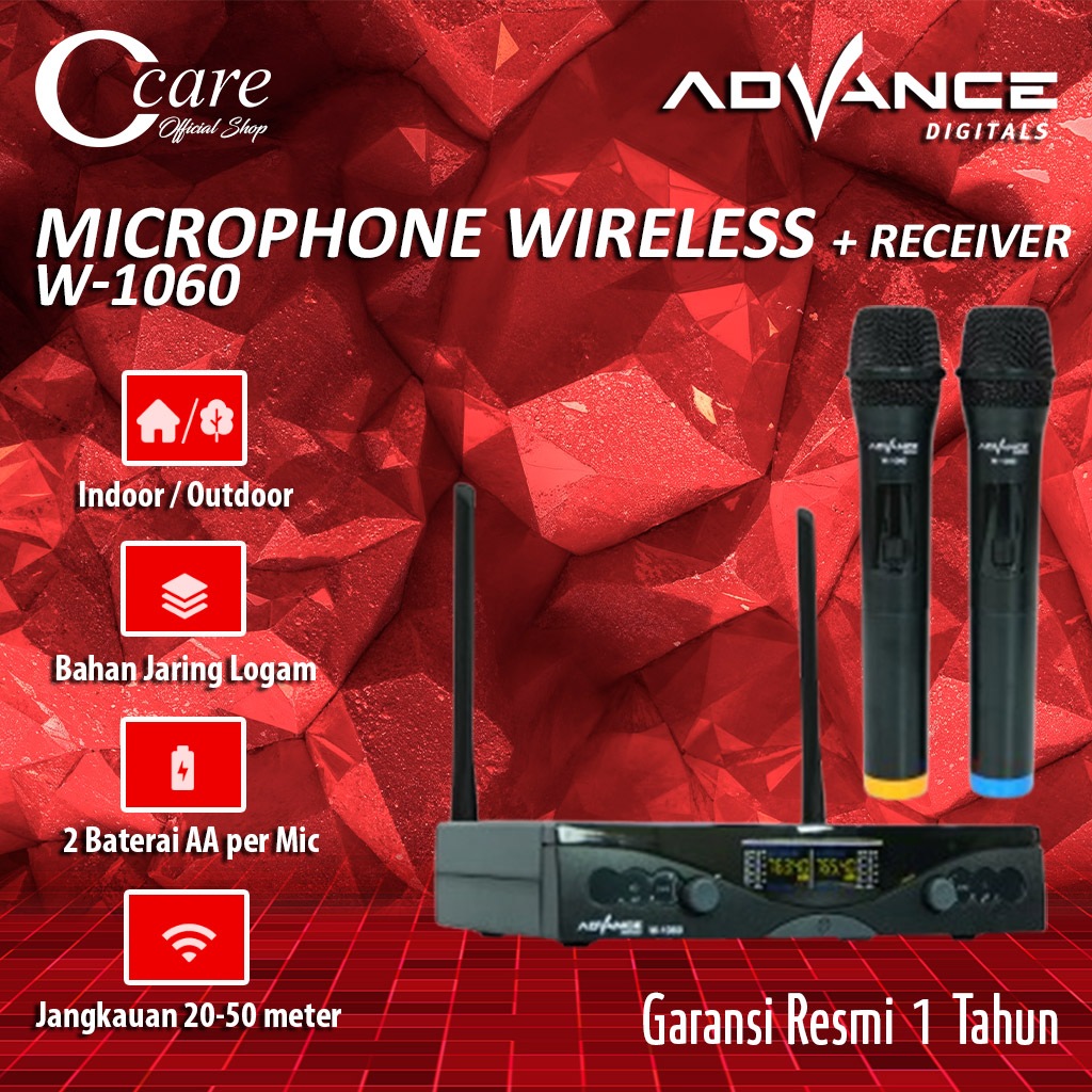 Jual Advance Microphone W-1060 Double Wireless + Receiver Garansi Resmi ...