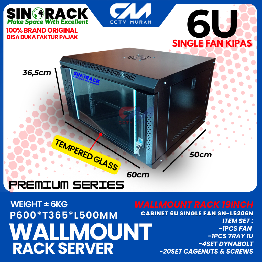 Jual Wallmount Rack Server 6U Depth 500mm / Rak Server Ukuran 6U Single ...