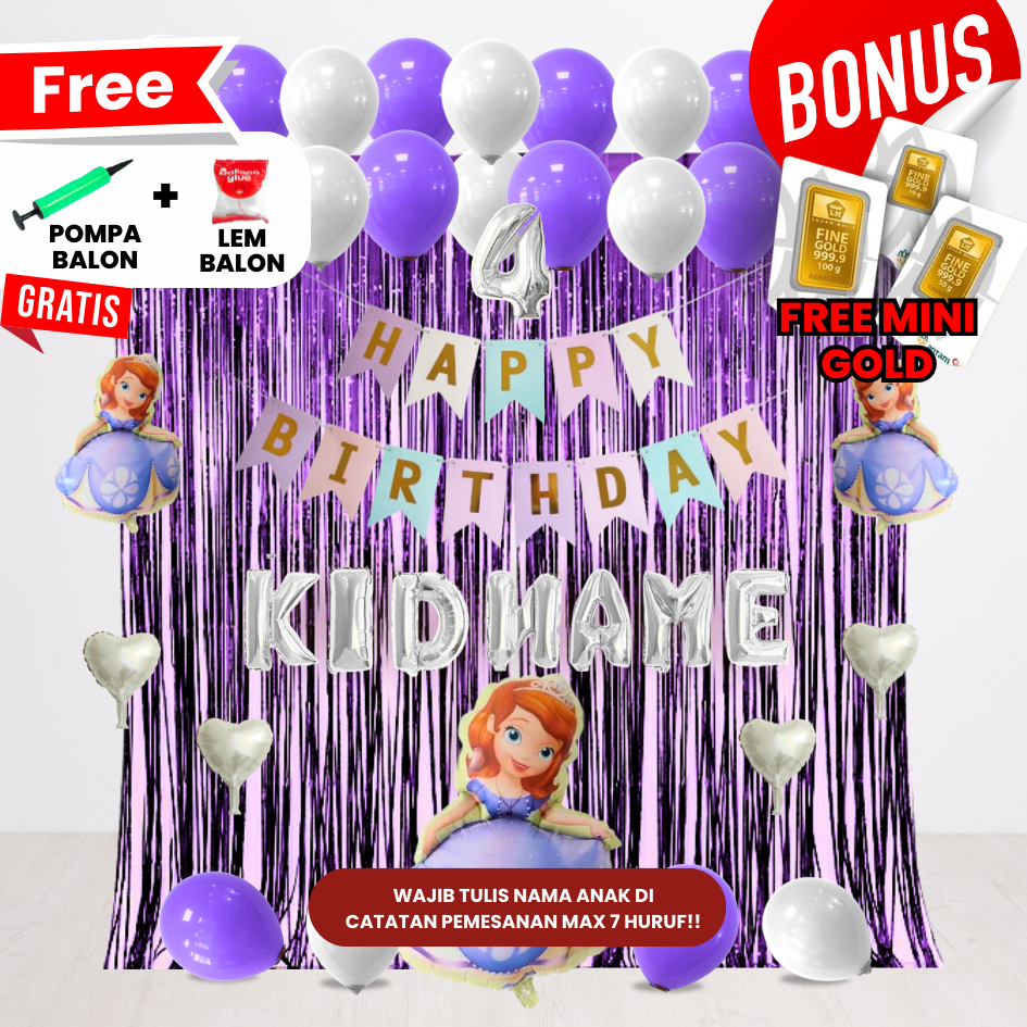 Jual ((FREE MINI GOLD & POMPA BALON)) PRINCESS SOFIA SET DEKOR ULANG ...