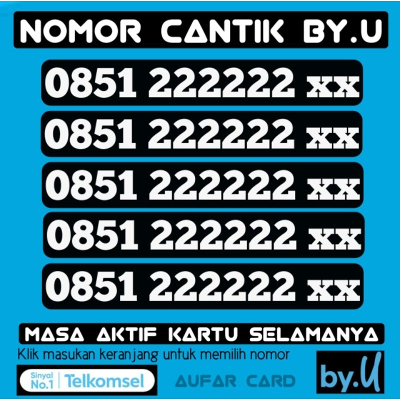 Jual Nomor Cantik Telkomsel byU by.U by U Rapi 5G | Shopee Indonesia