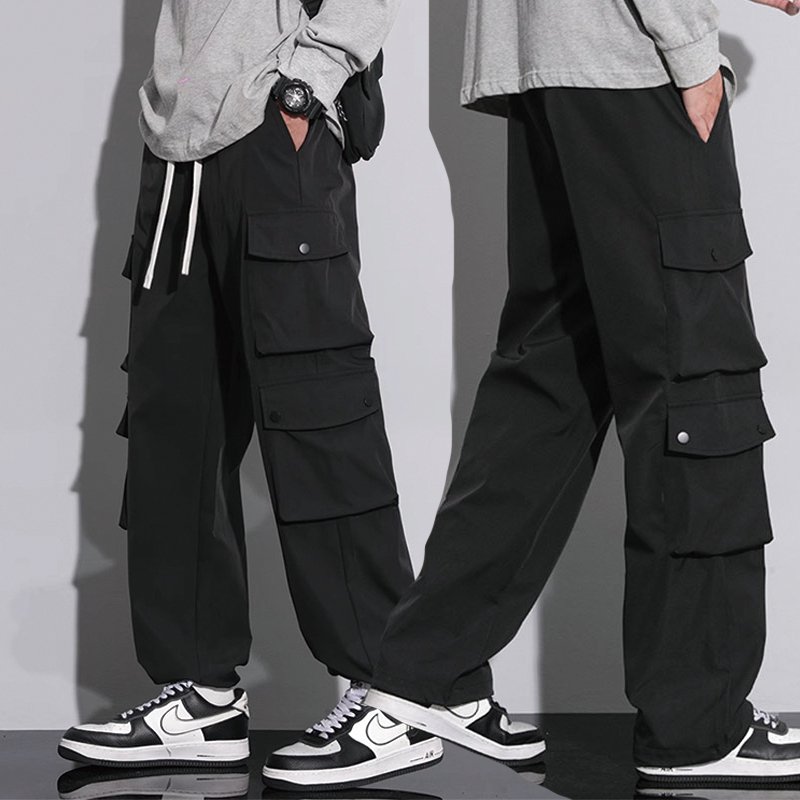 Jual Celana Cargo pria panjang Korean style hitam baggy pants dewasa ...
